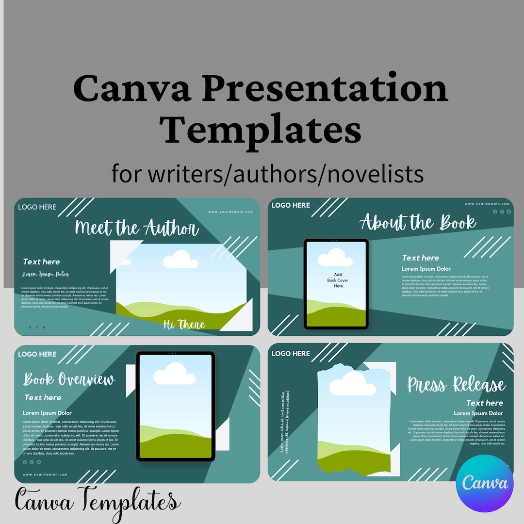 Canva Presentation Template for Authors Author Presentation - Etsy
