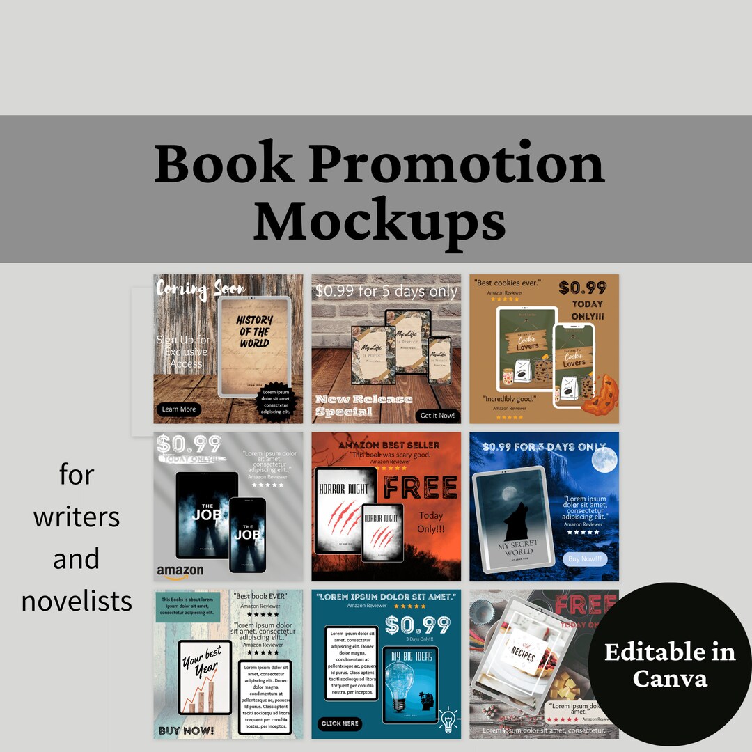 Book Promotion Templates for Writers, Mockup for Book Promotion, Book ...