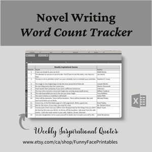 Excel Word Count Worksheet, Yearly Word Tracker for Writers, Novel ...