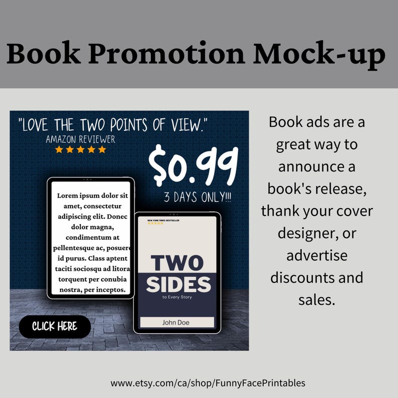 Book Promotion Templates for Writers, Mockup for Book Promotion, Book ...