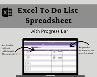 To Do List Excel Template Pro - Etsy
