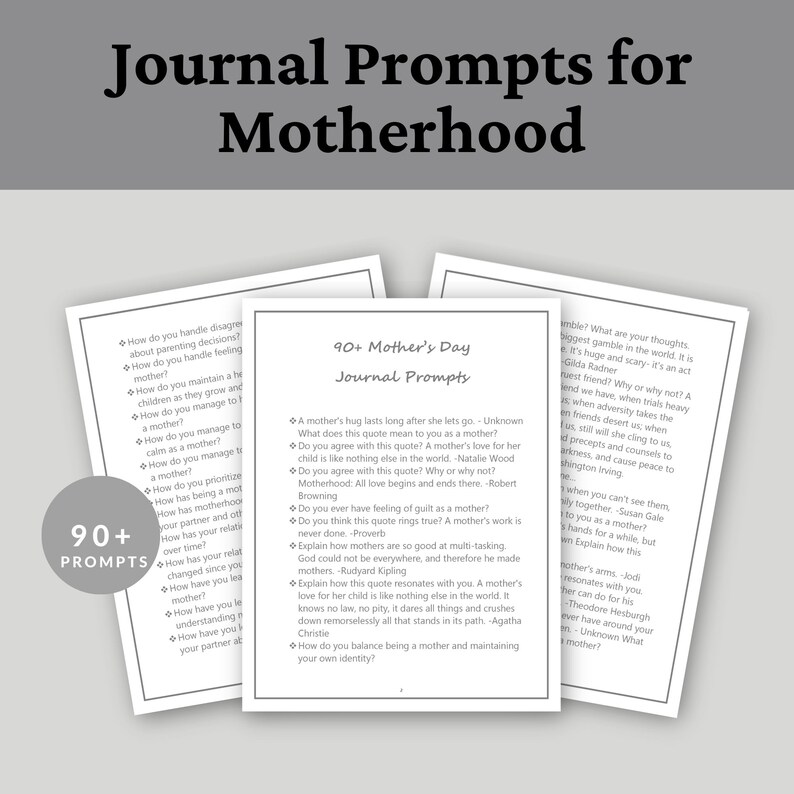 Journal Prompts for Mothers Day, Motherhood Prompts, Mother's Day ...