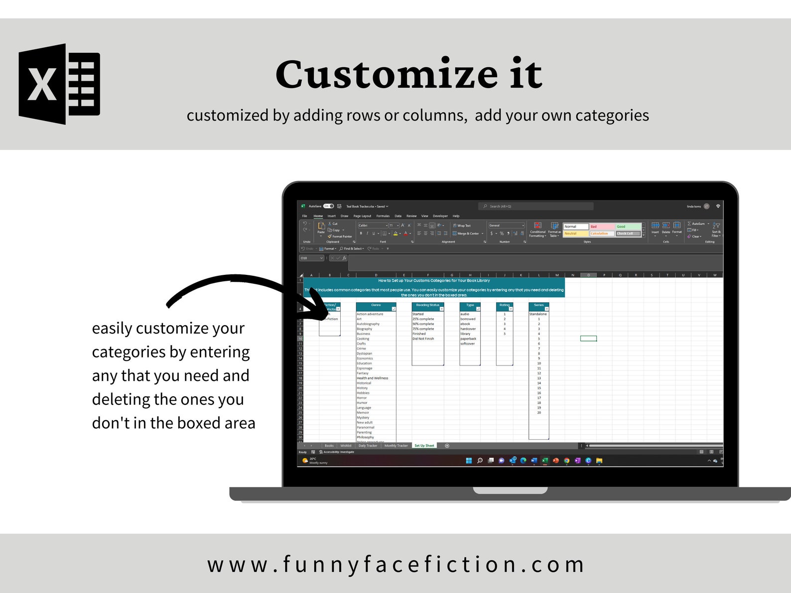 Excel Book Library Template Reading Log Tracker Excel - Etsy Canada