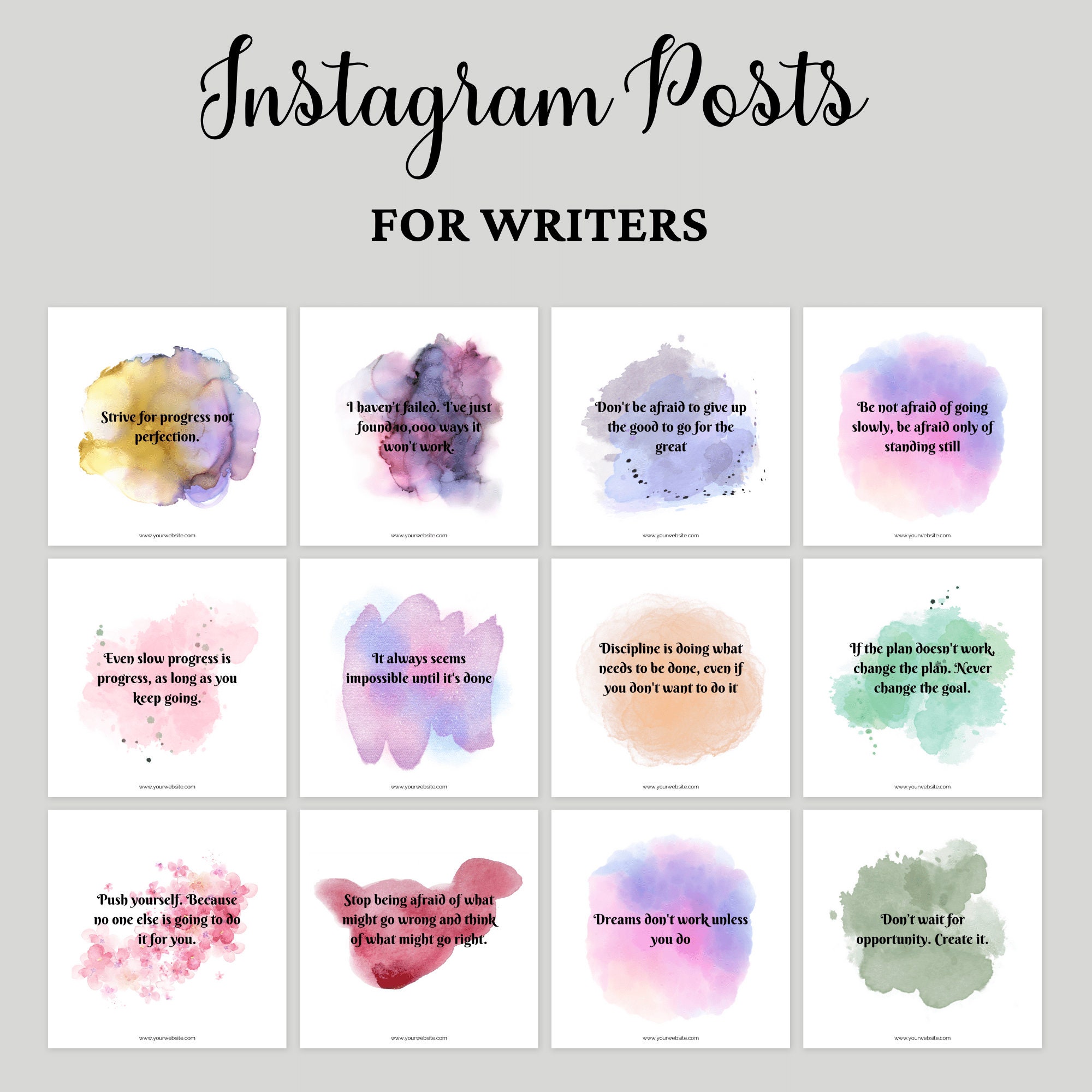 Canva Instagram Templates for Writers, Author Instagram Ideas, Writer ...