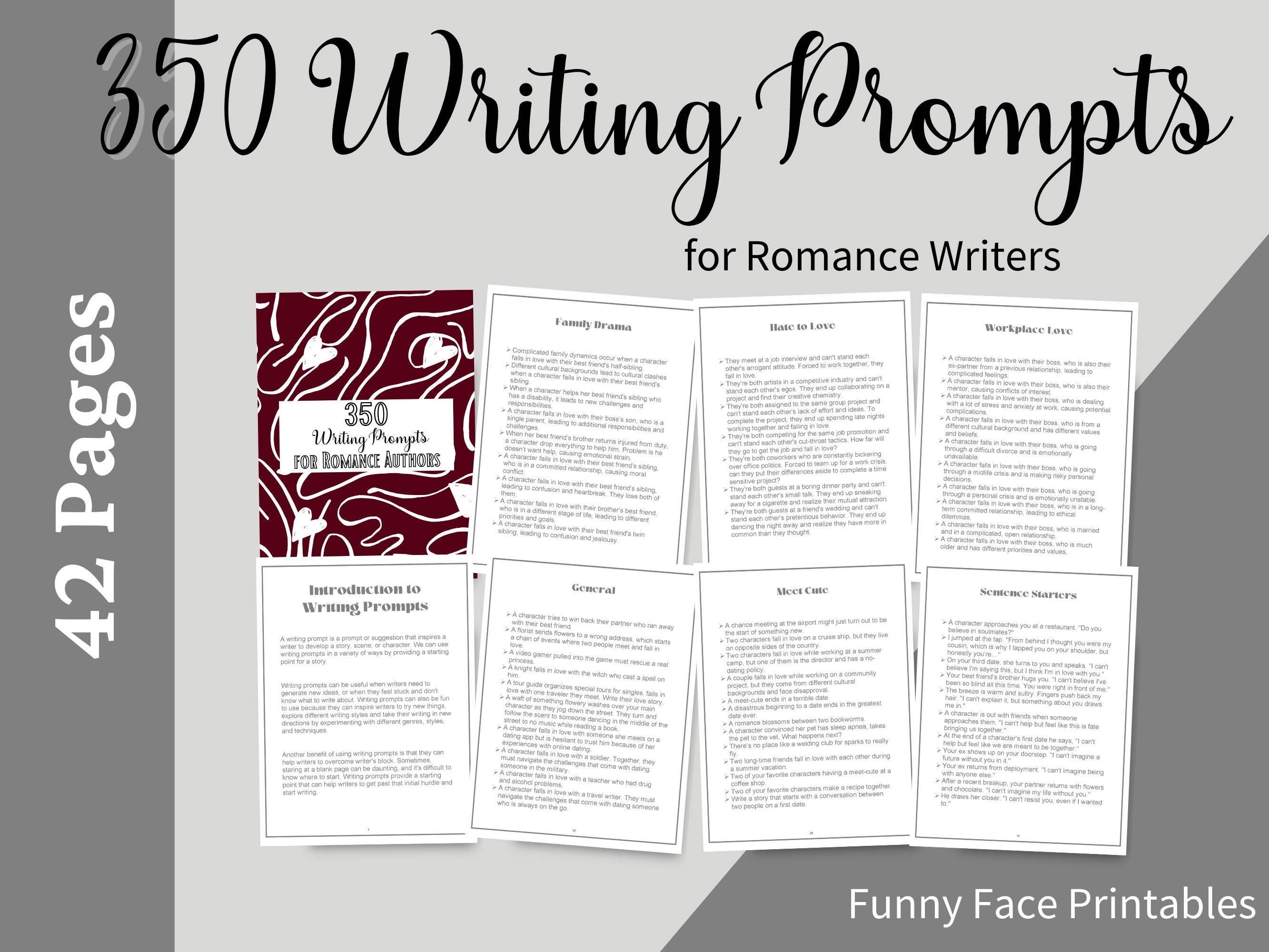 Romance Writing Prompts for Authors Romantic Writing Prompts - Etsy Canada