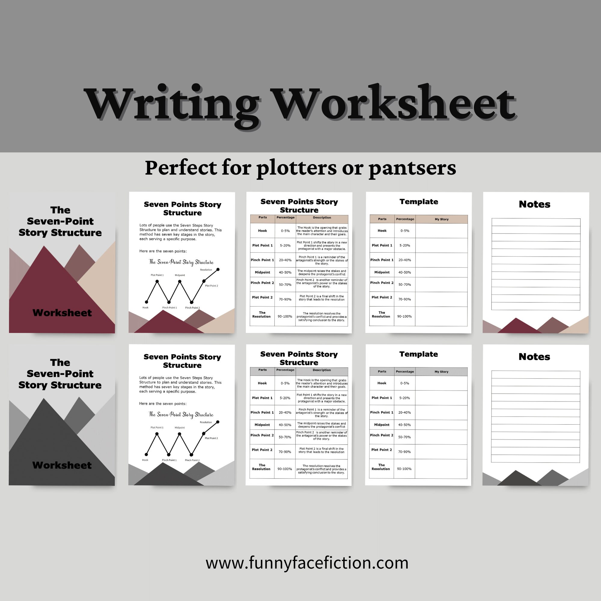 The Seven-point Story Structure Worksheet, Printable Writing Worksheet ...