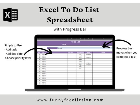 To Do List Template to Do List Excel Spreadsheet Excel to Do - Etsy