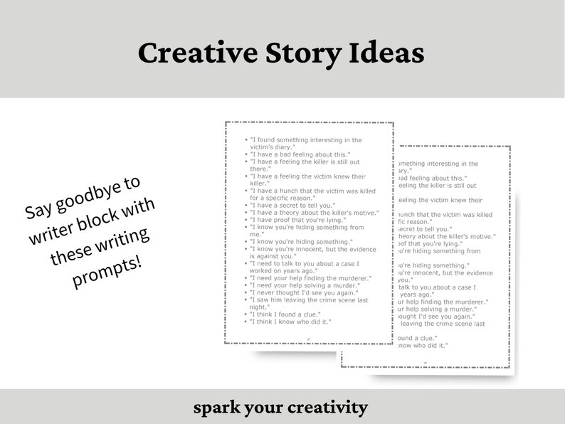 Creative Writing Prompts for Crime and Mystery Writers - Etsy