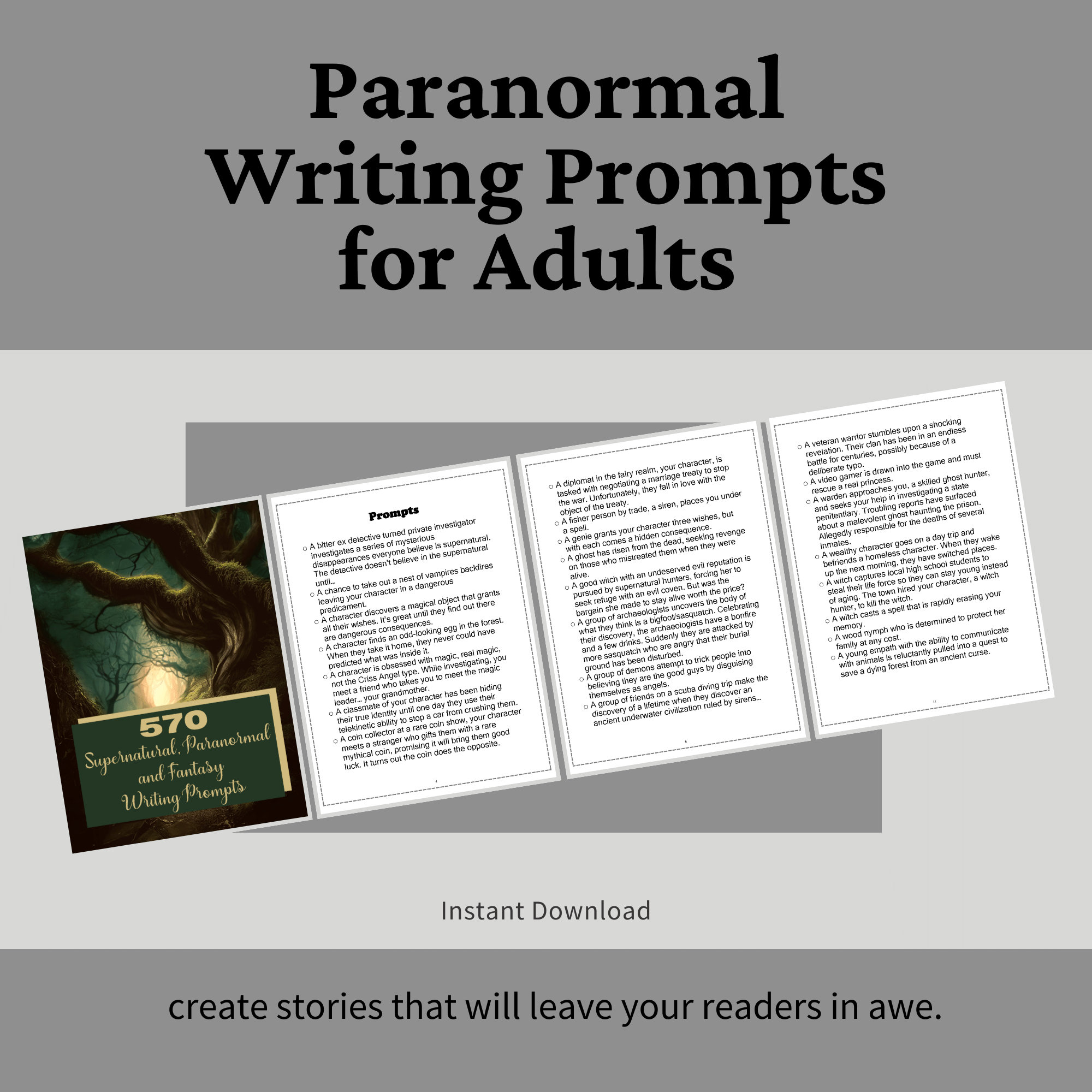 Supernatural Paranormal and Fantasy Writing Prompts Writing Prompts ...