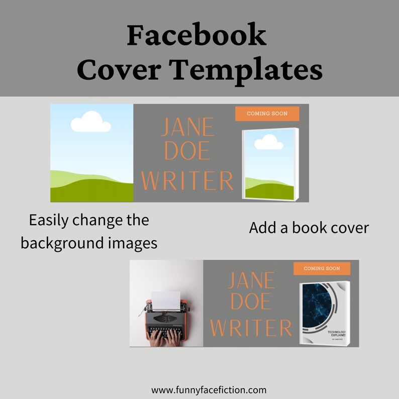 Canva Facebook Cover Templates for Writers, Editable Canva Templates ...