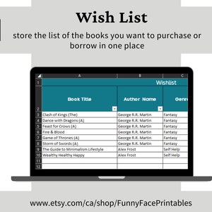 Excel Book Library Template Reading Log Tracker Excel - Etsy