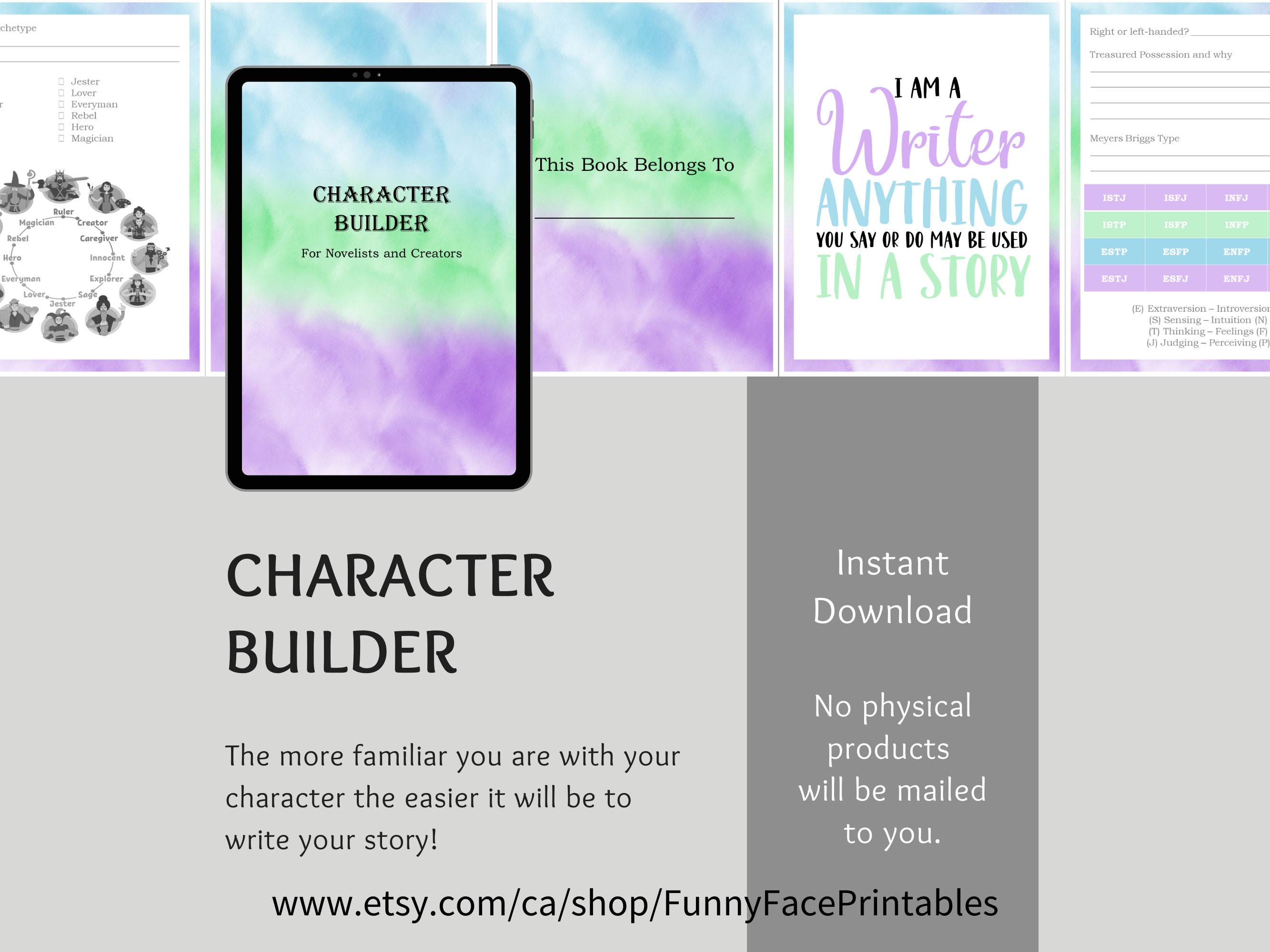 Printable Character Builder Workbook Printable Character - Etsy Canada