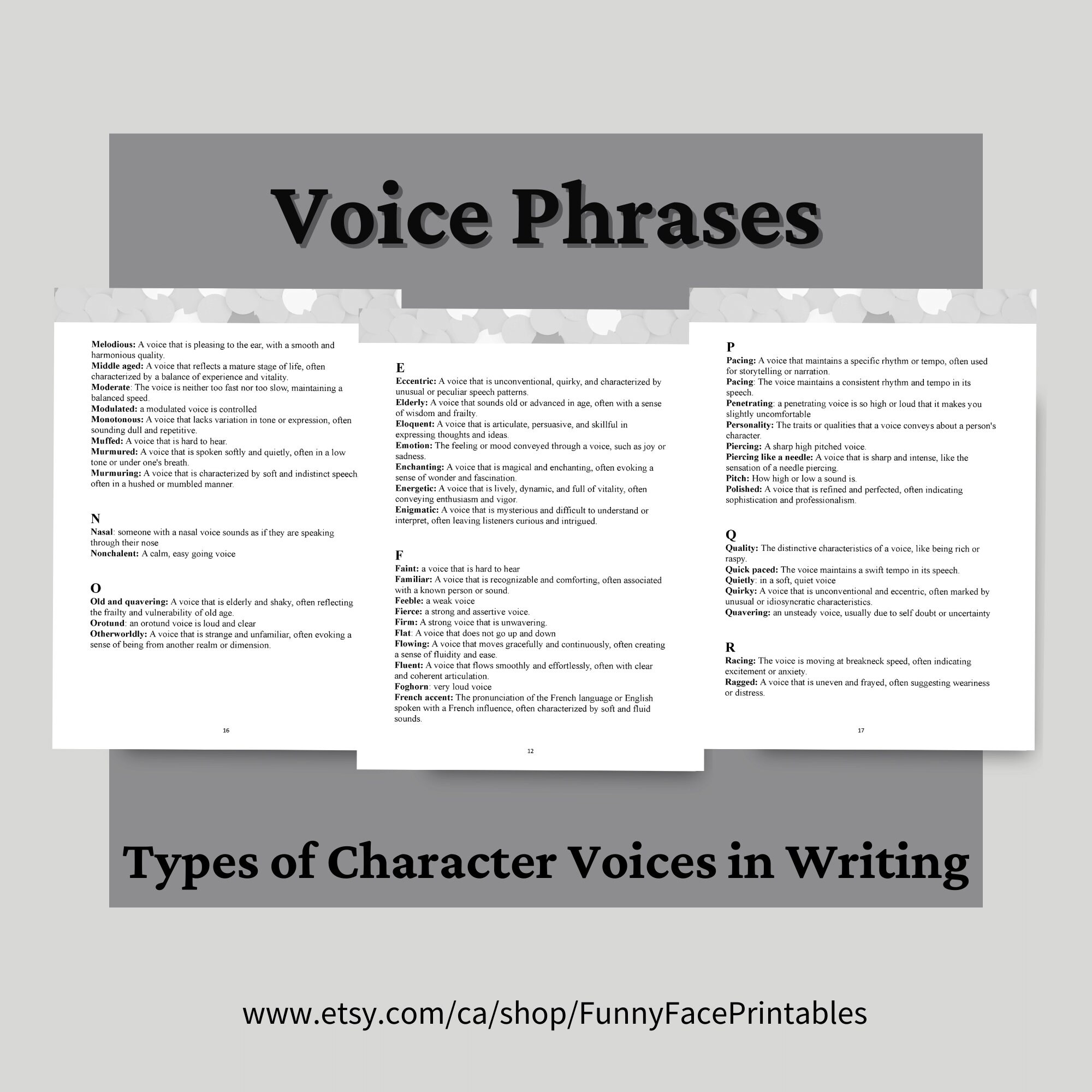 A Writer's Guide to Crafting Character Voices, Writing Glossary, Types ...