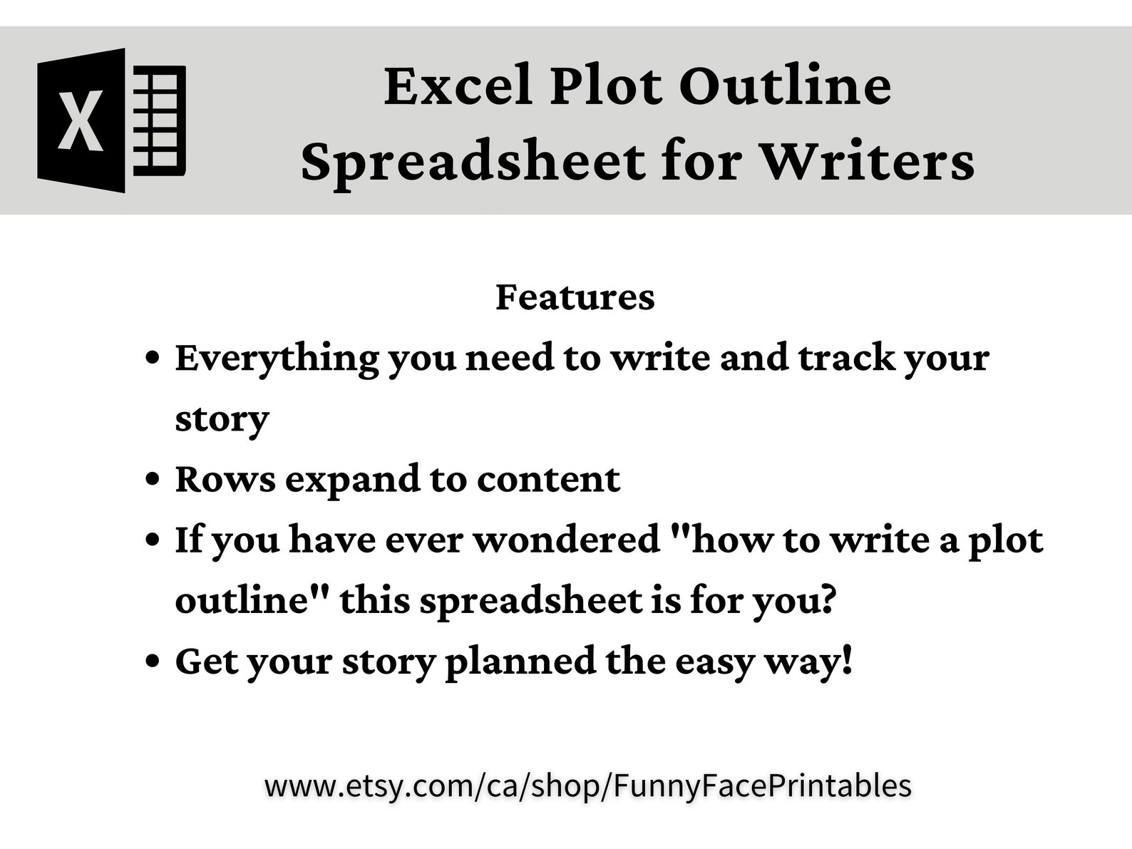 Excel Plot Outline Spreadsheet for Writers Spreadsheet for - Etsy Canada
