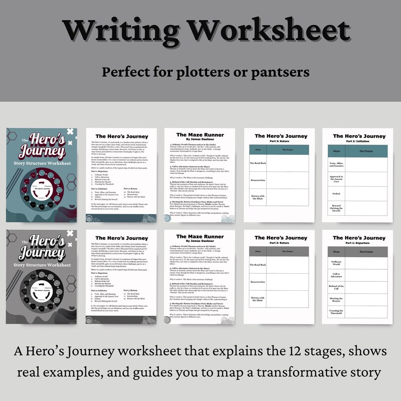 Hero's Journey Story Structure Worksheet: Monomyth Plotting Template ...