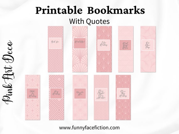 Printable Bookmarks Pink Art Deco Bookmarks Bookworm - Etsy