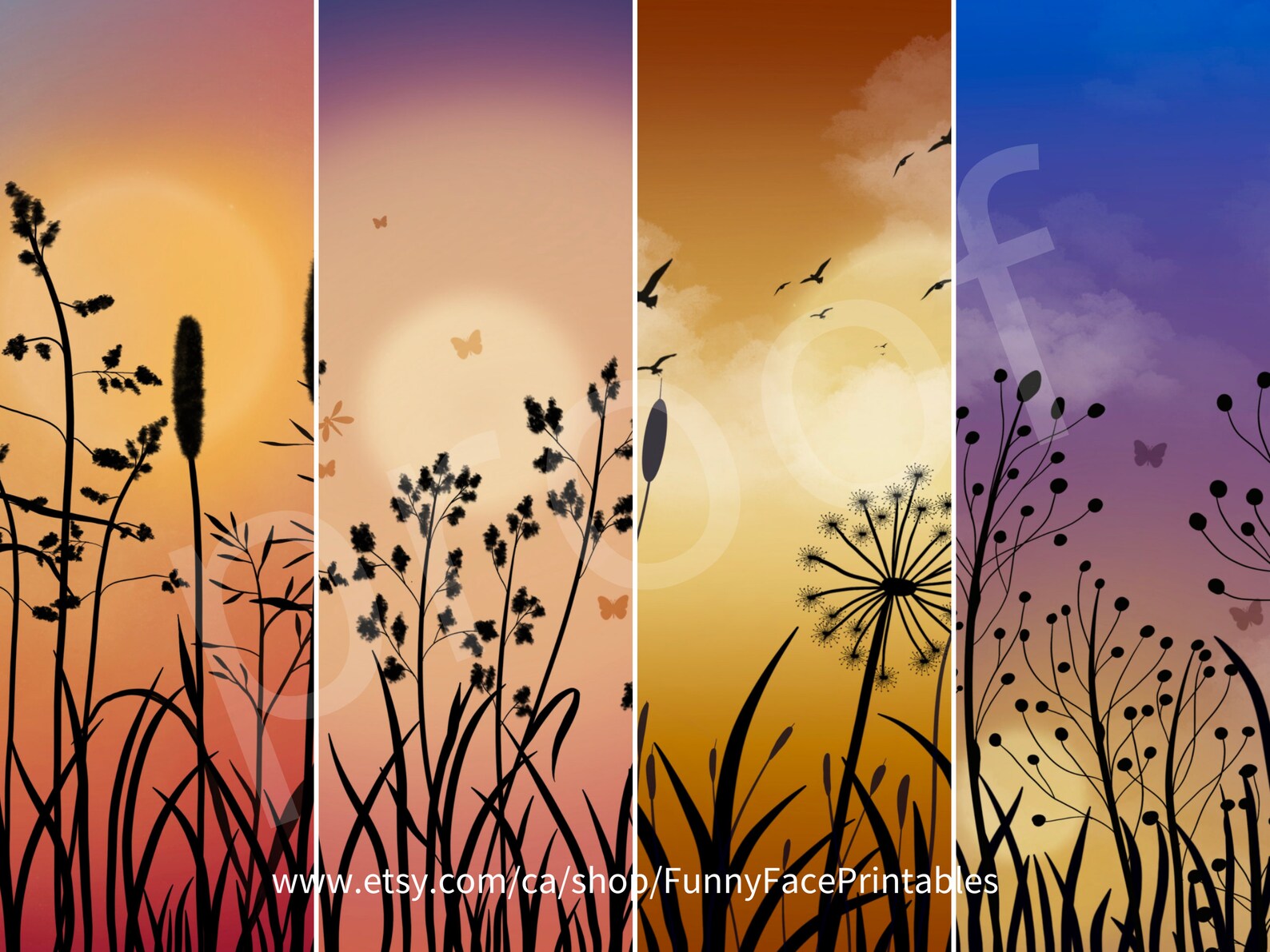 Printable Bookmarks Sunset Moon Bookmarks Bookmark Set - Etsy Canada