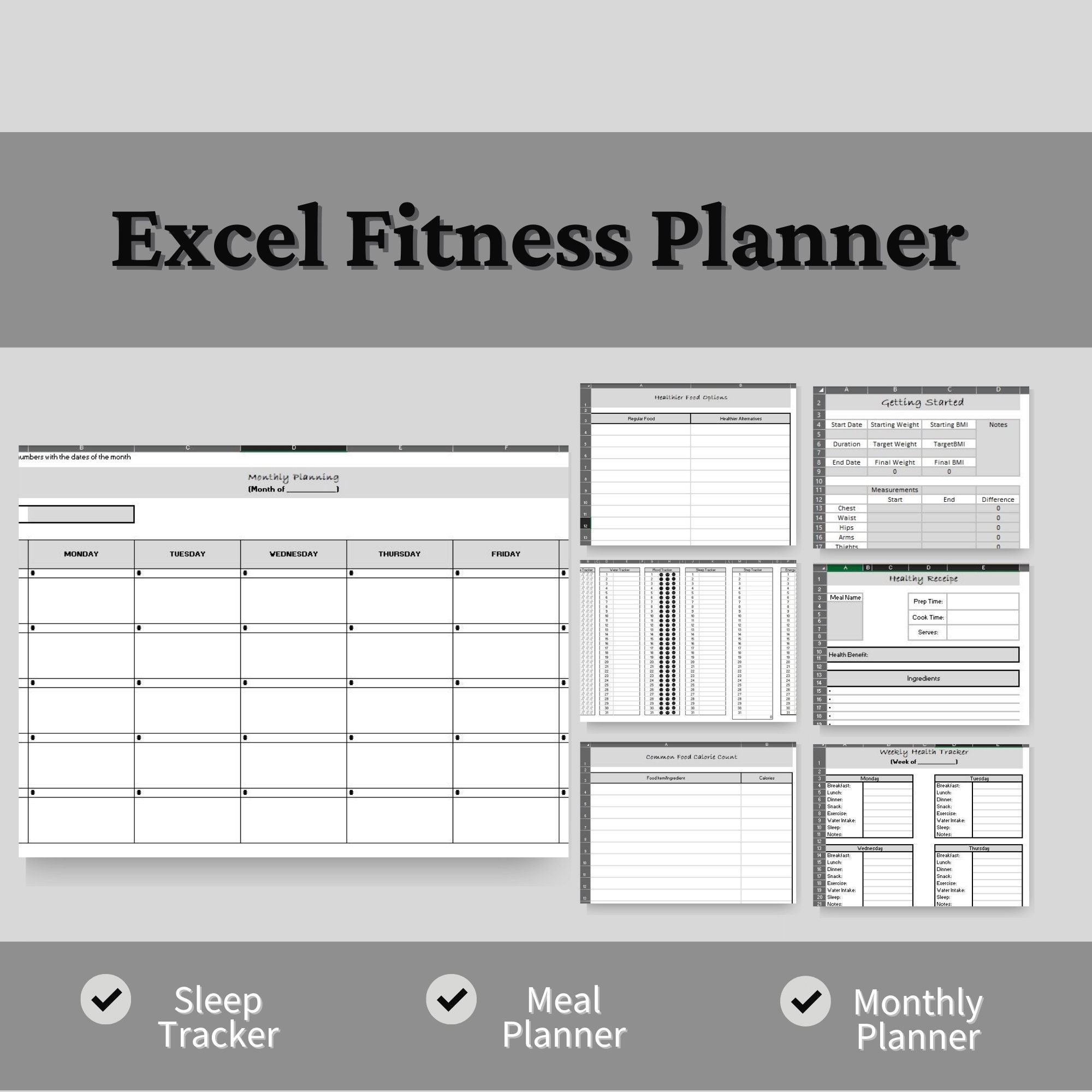Fitness Planner Tracker Spreadsheet, Excel Spreadsheet, Workout Log ...