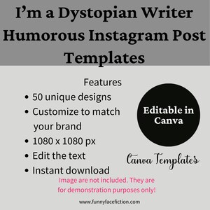 I’m a Dystopian Writer Humorous Instagram Post Templates, Instagram ...