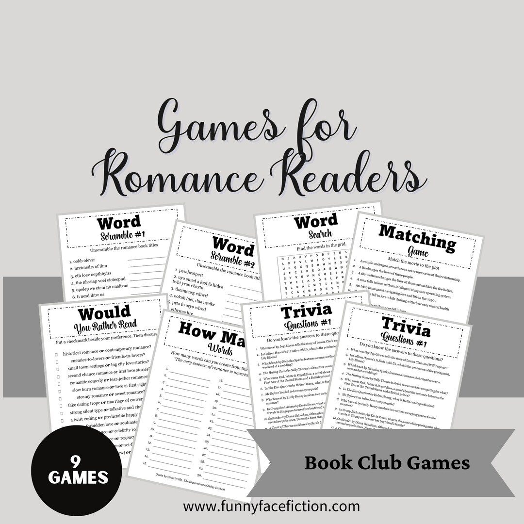 Book Club Games, Printable Icebreaker Games for Romance Readers, Book ...