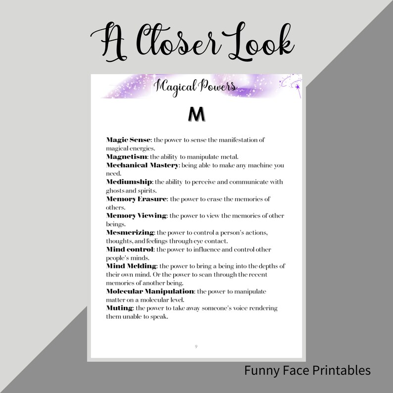 A Writers Guide to Magic Powers, Glossary of Magic Powers, Types of ...