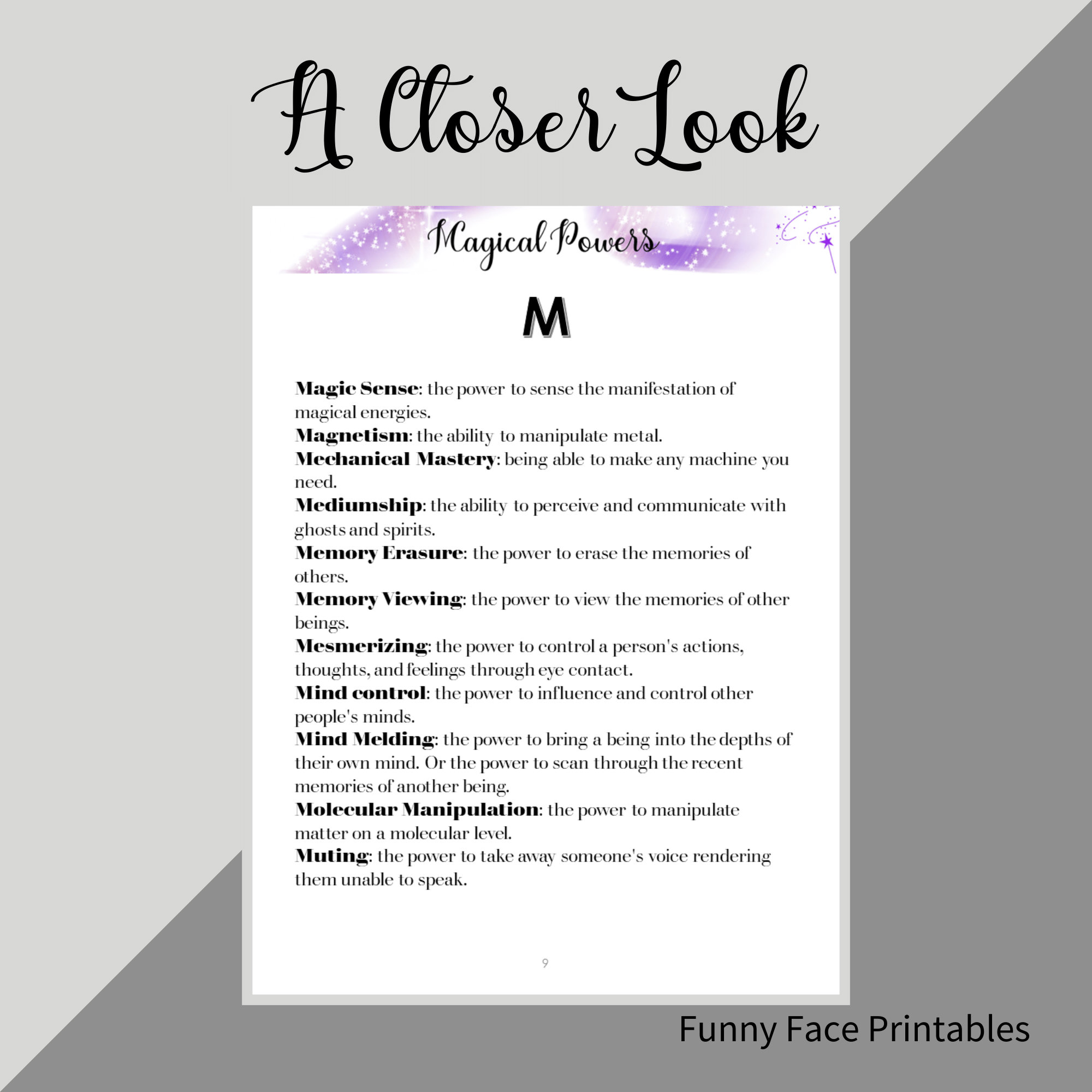 A Writers Guide to Magic Powers, Glossary of Magic Powers, Types of ...