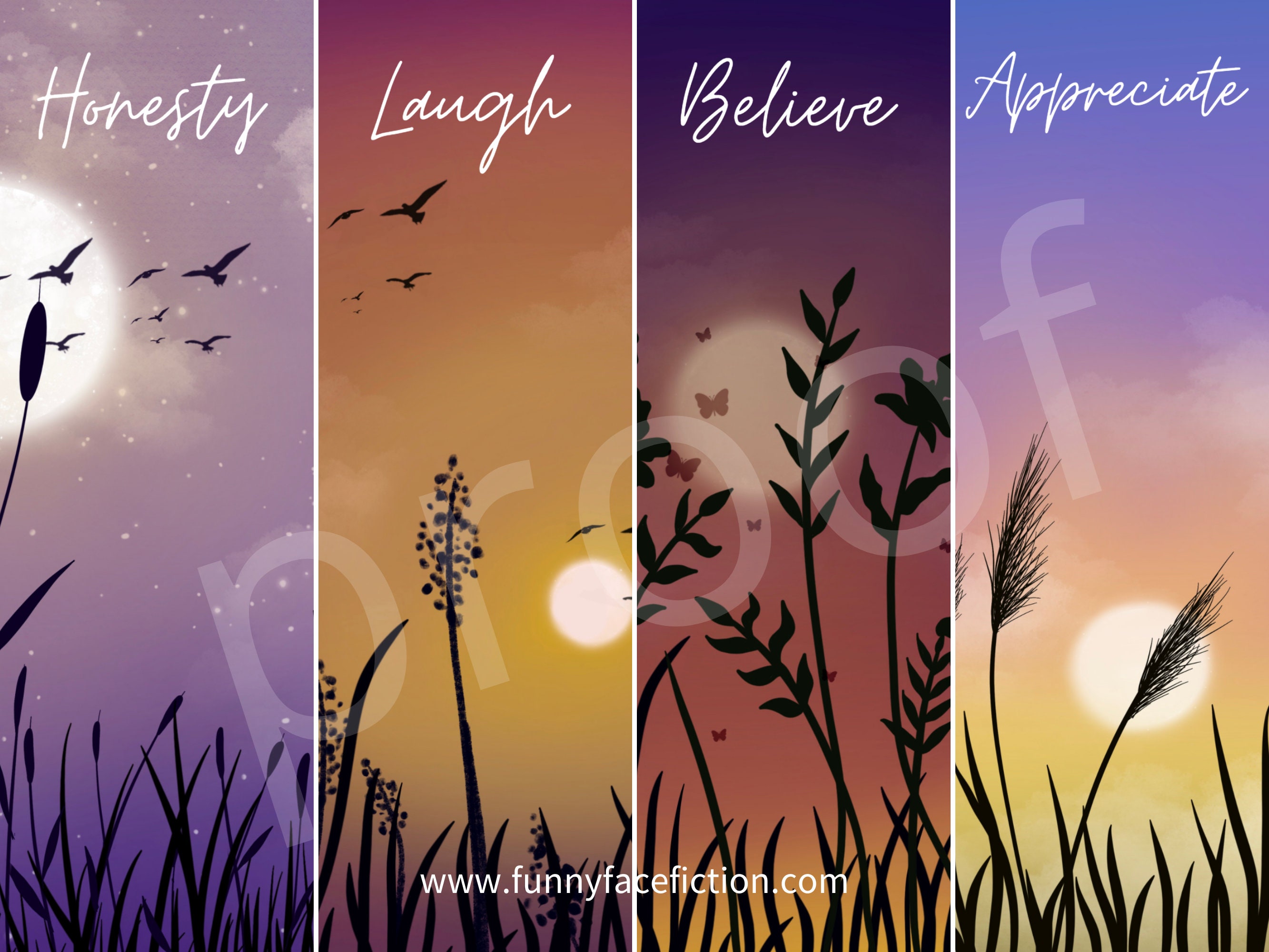 Printable Bookmarks Sunset Moon Bookmarks Bookmark Set - Etsy Canada