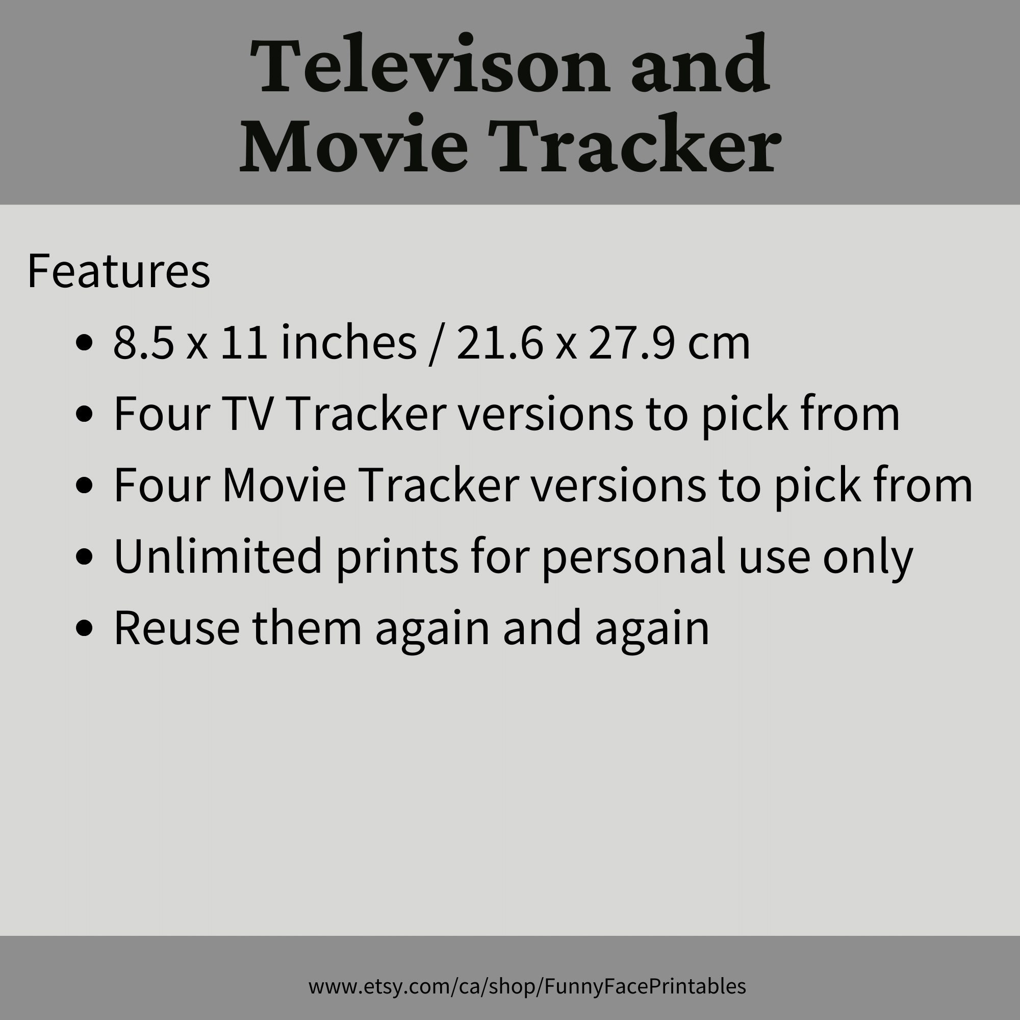 Printable TV and Movie Tracker, Movie Tracker Printable, Printable TV ...