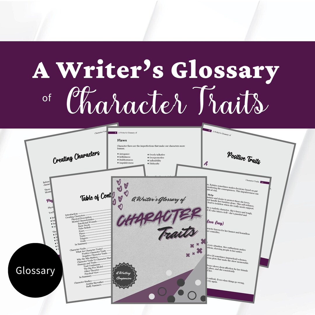 Character Trait Glossary for Writers: List of Personality Traits (PDF ...