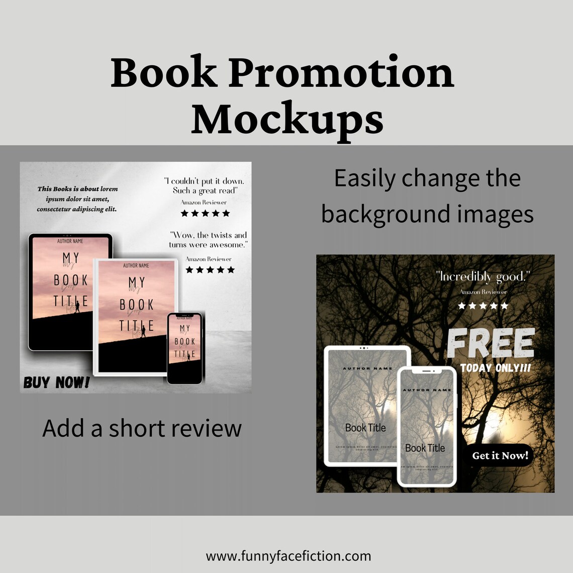 Book Promotion Templates for Writers, Mockup for Book Promotion, Book ...