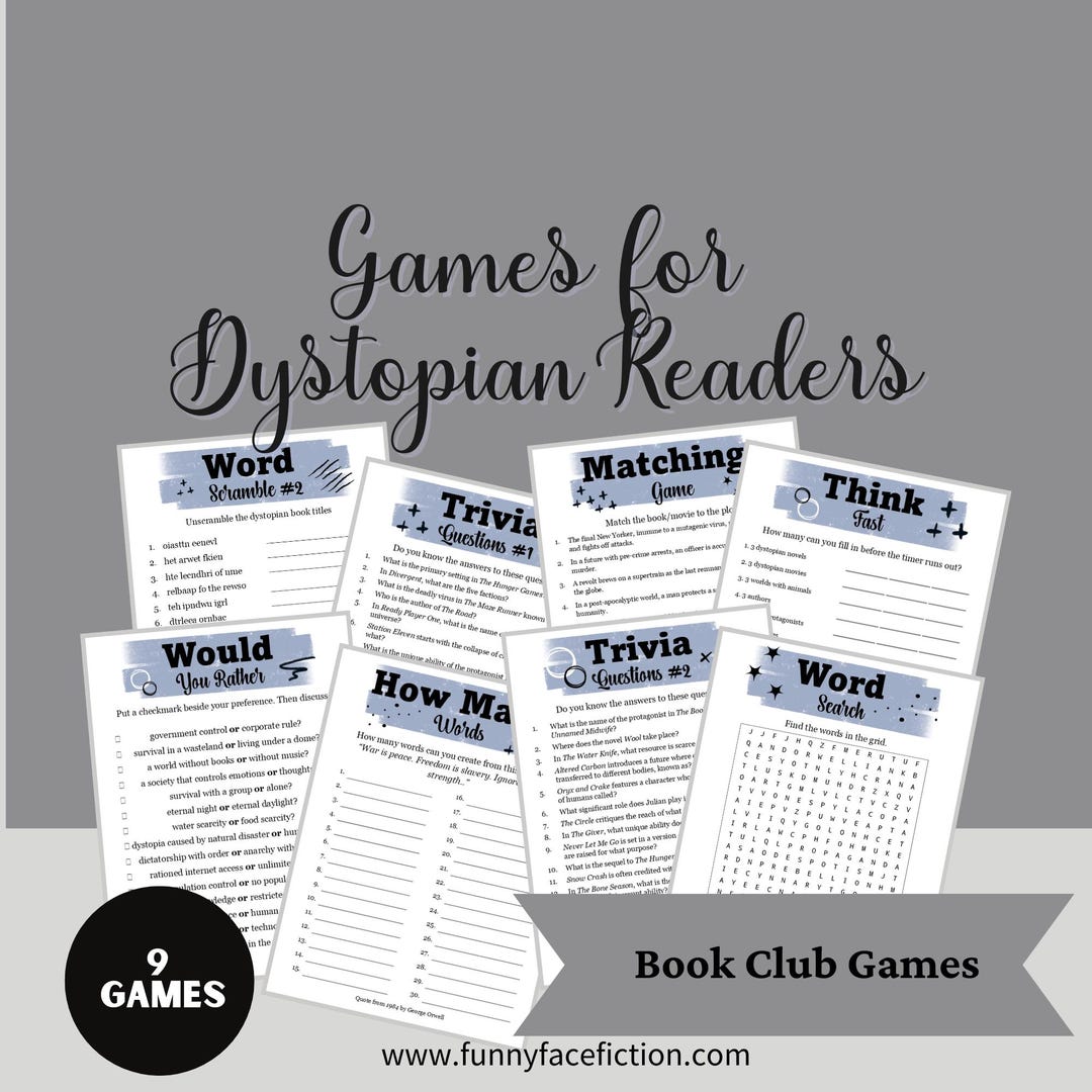 Book Club Games for Dystopian Readers, Icebreaker Games, Book Club ...