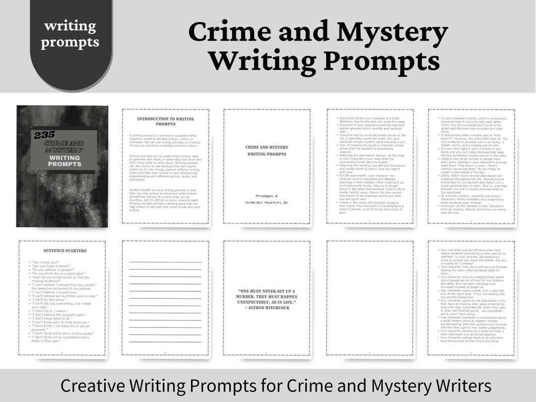 Creative Writing Prompts for Crime and Mystery Writers - Etsy