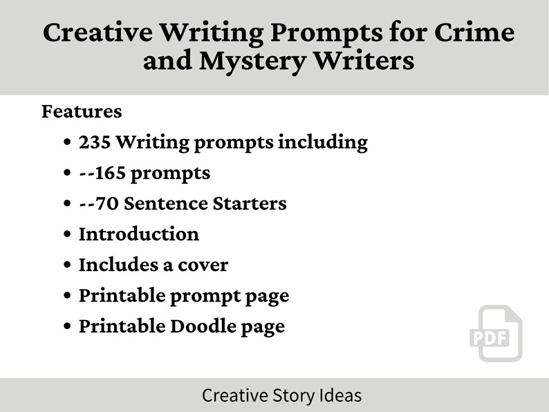 Creative Writing Prompts for Crime and Mystery Writers - Etsy
