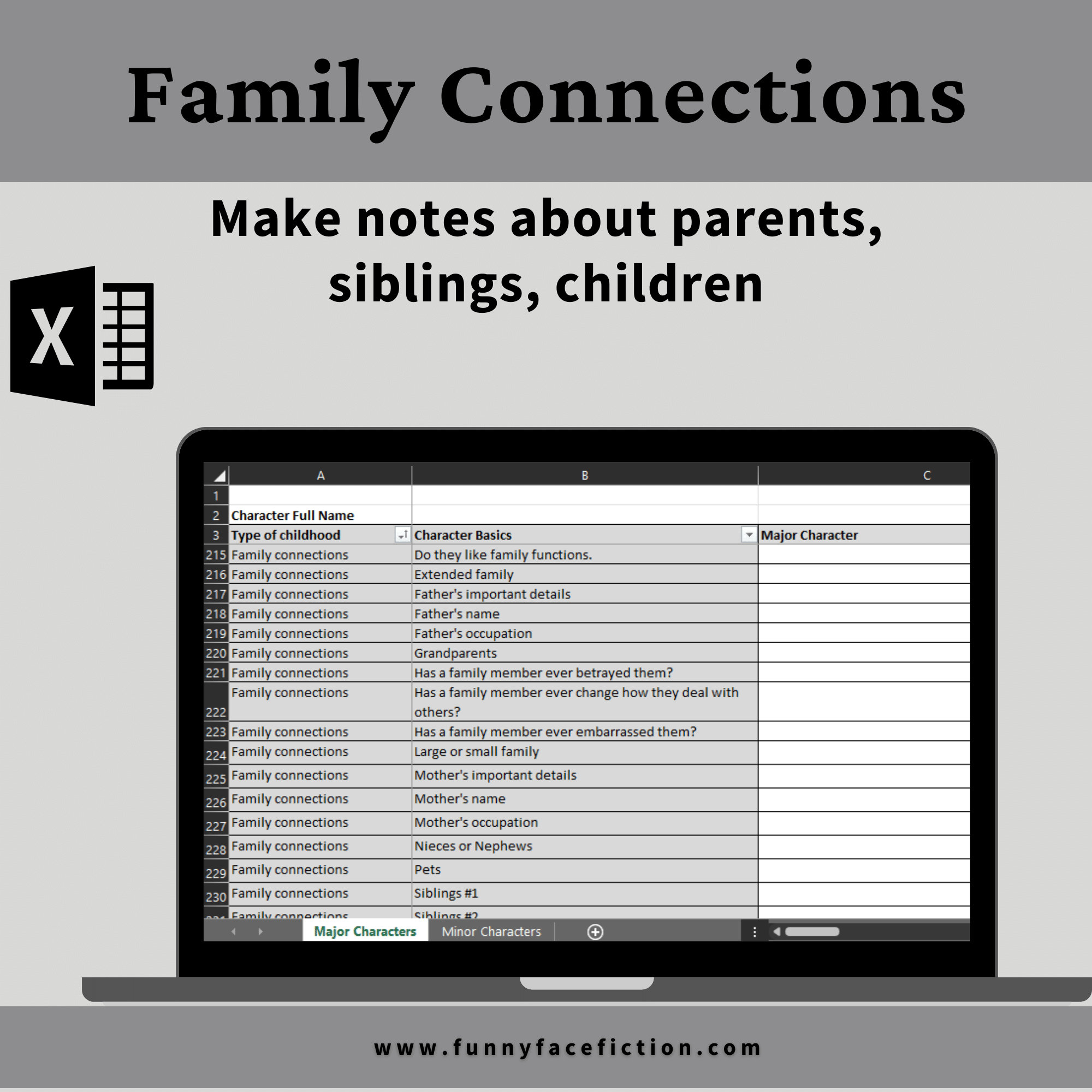 Character Builder Spreadsheet, Character Profile Template, Character ...