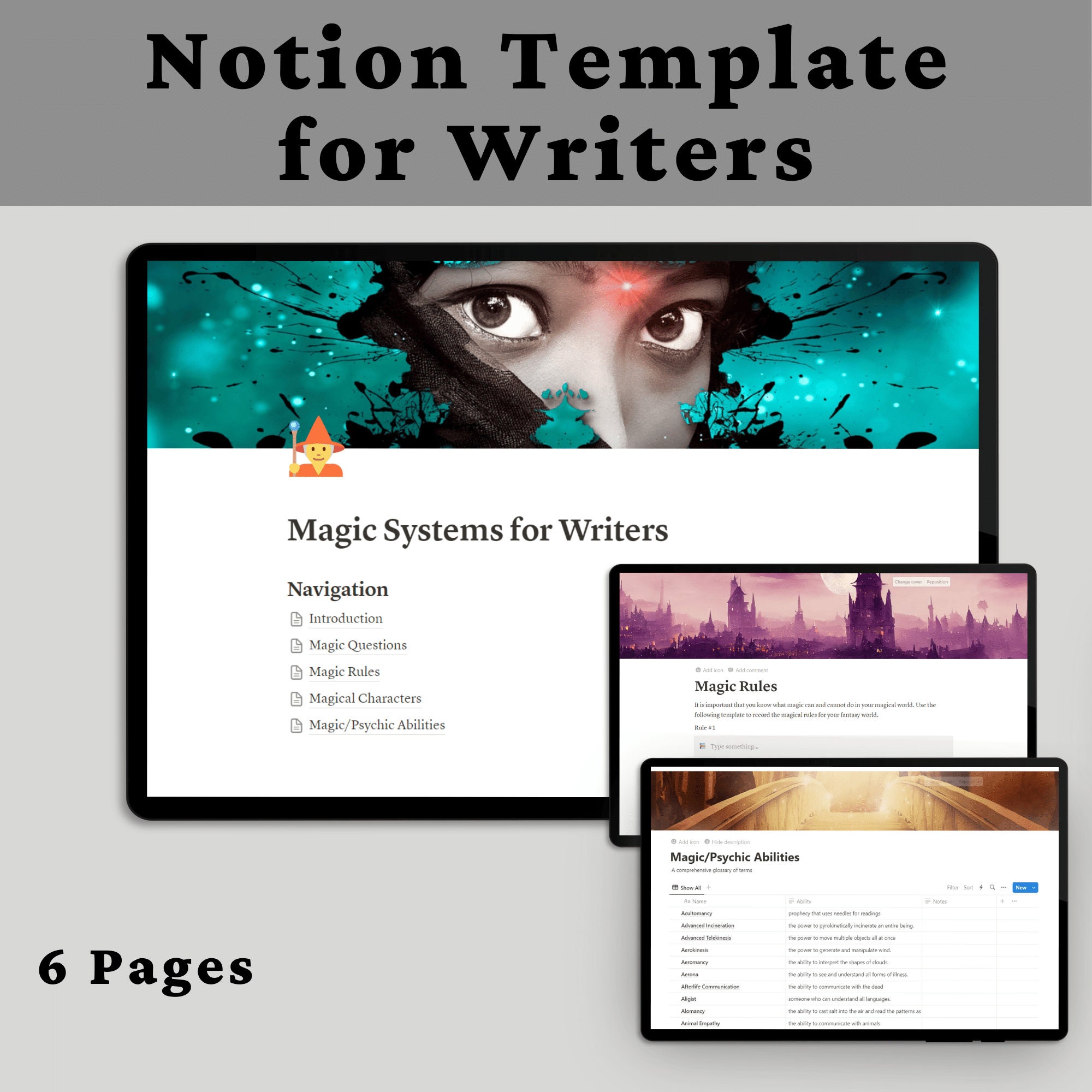 Build a Magic System for Writers Notion Template, Notion for Writers, Notion Brainstorming Tool ...