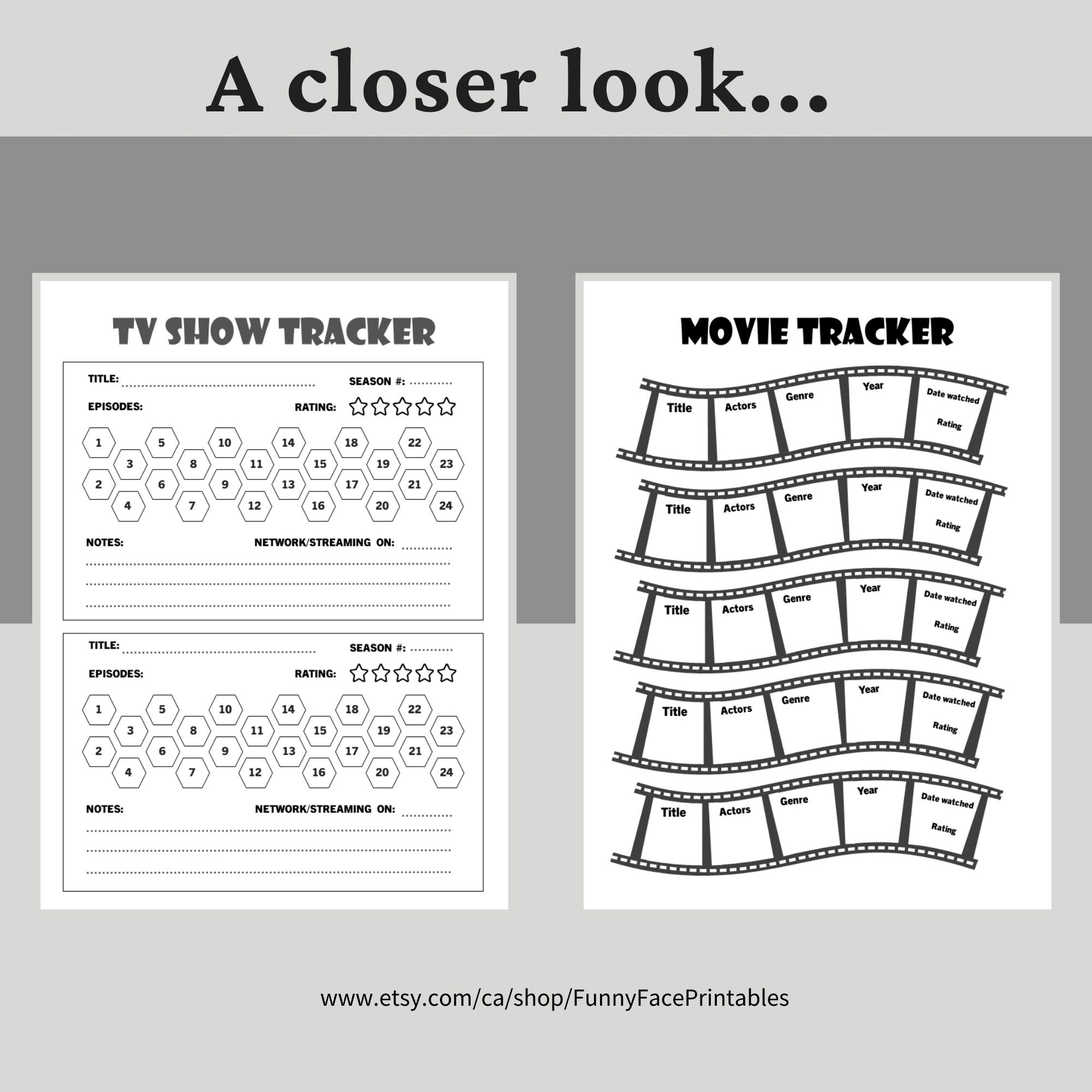 Printable TV and Movie Tracker, Movie Tracker Printable, Printable TV ...