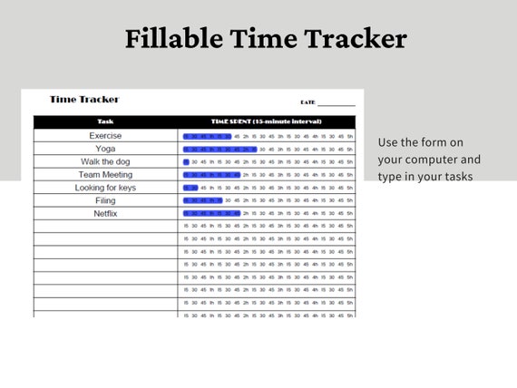 Printable Time Tracker Time Tracker Printable 15 Minutes - Etsy