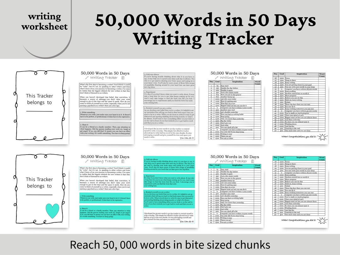 Printable Writing Tracker Novel Writing Word Tracker - Etsy