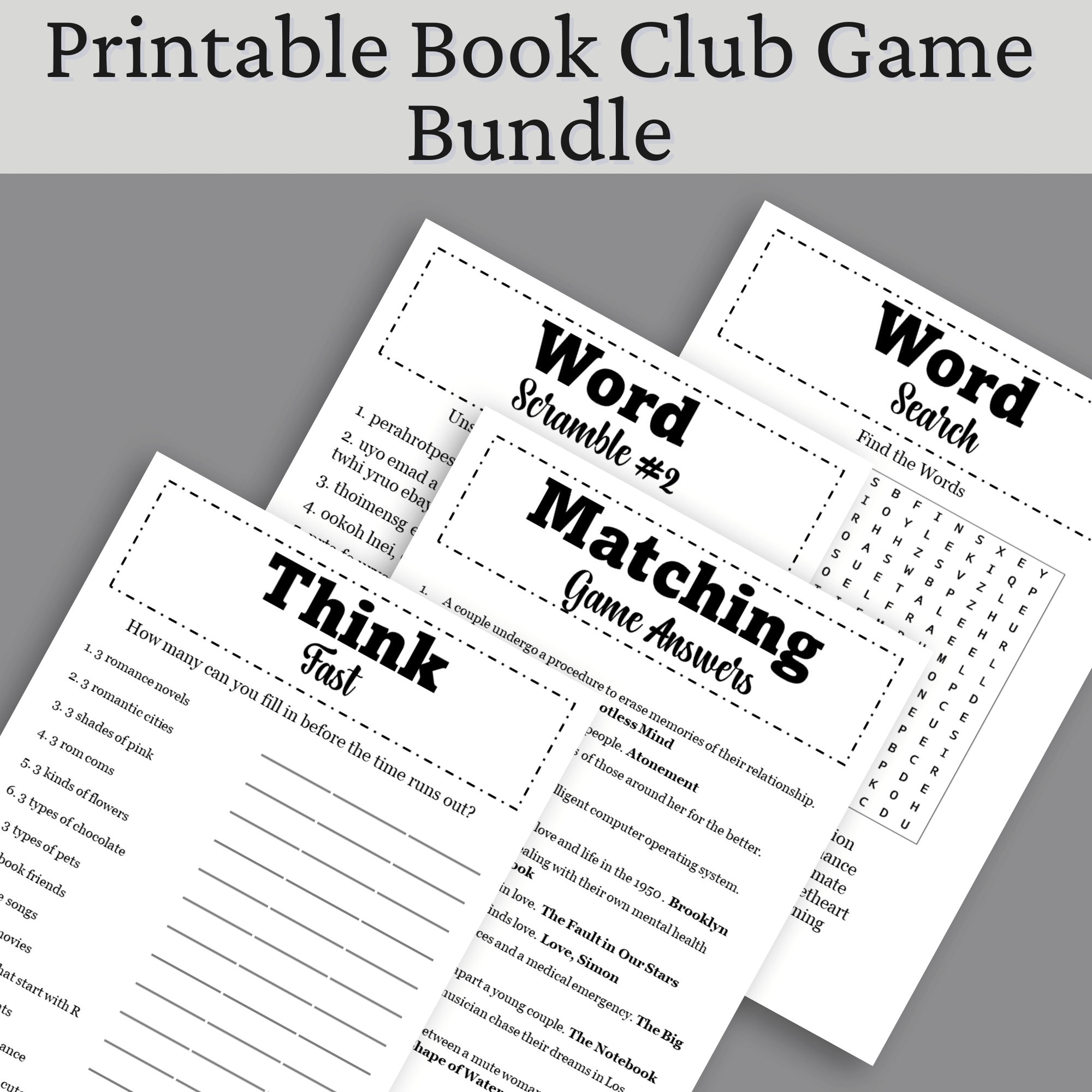 Book Club Games, Printable Icebreaker Games for Romance Readers, Book ...