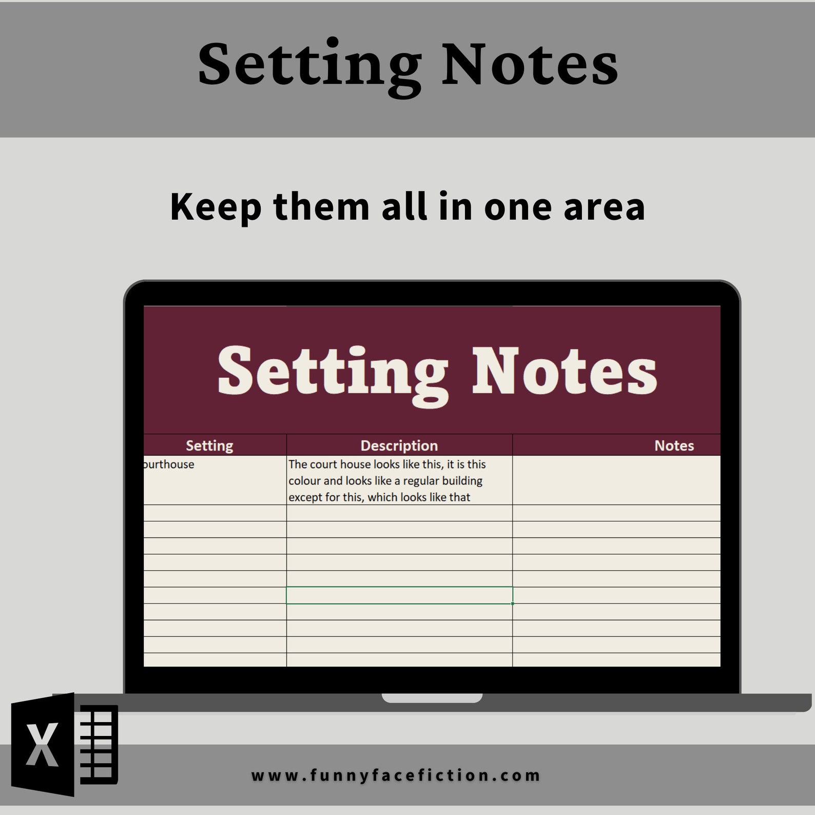Plot Outline Excel Spreadsheet for Fiction Writers: Author Planner ...