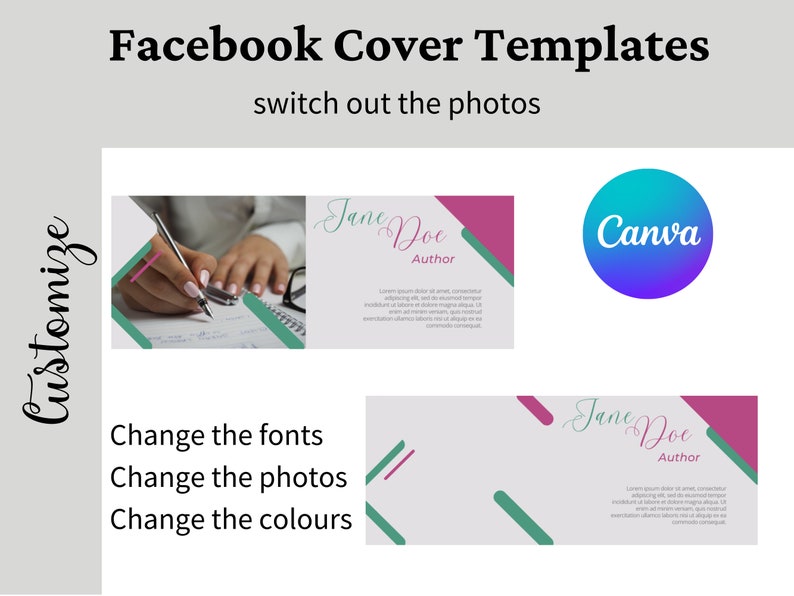 Canva Facebook Cover Templates for Writers Editable Canva - Etsy