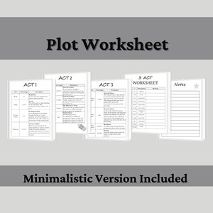 Printable Writing Worksheet, Three Act Plot Structure Worksheet, Author ...