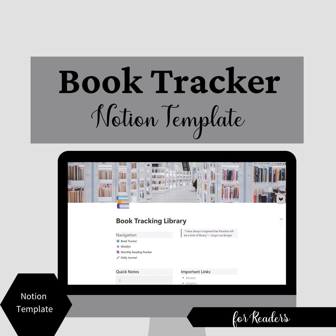 Notion Book Tracker Template, Book Tracker Notion Template, Book ...