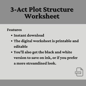 Printable Writing Worksheet, Three Act Plot Structure Worksheet, Author ...