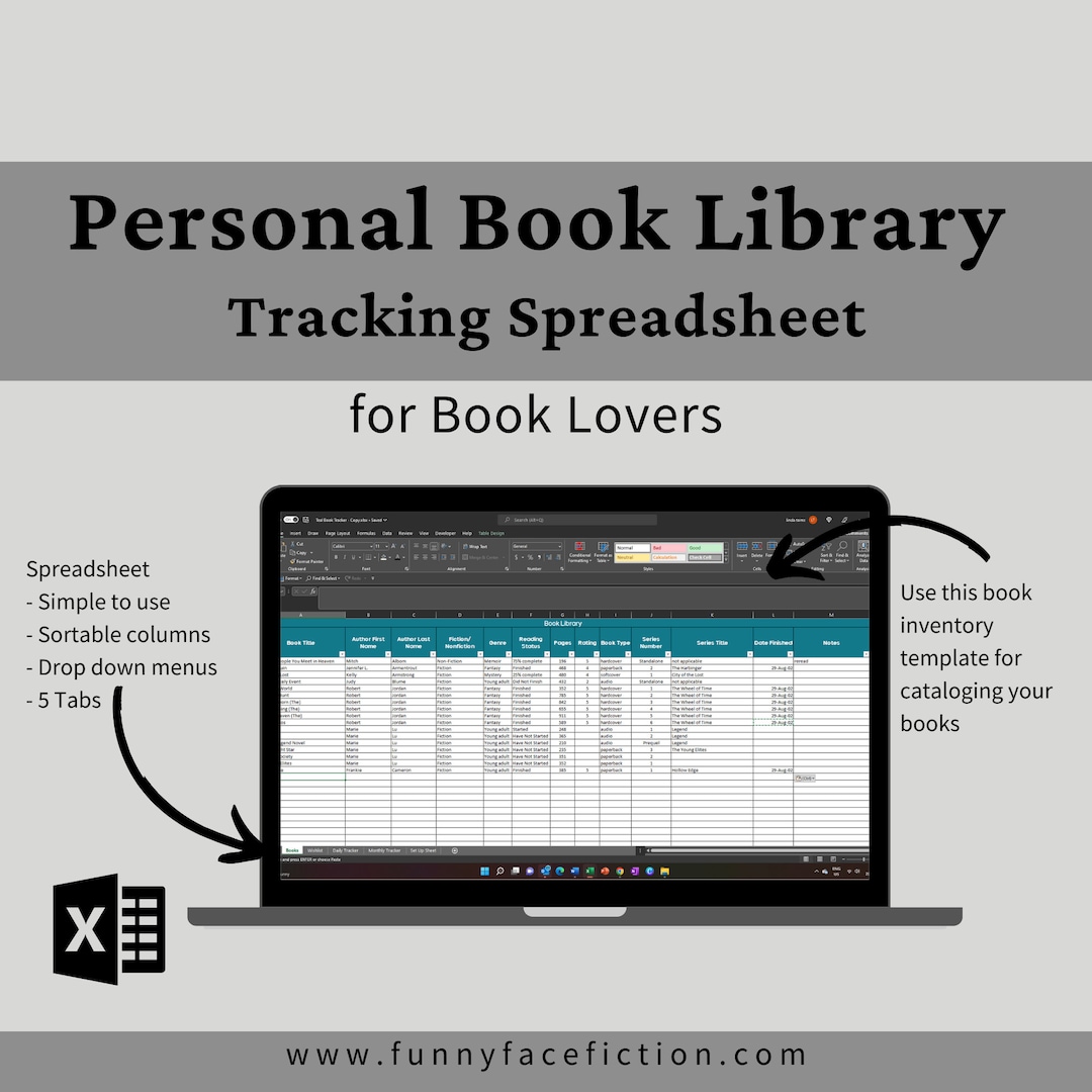Excel Book Library Template Reading Log Tracker Excel Spreadsheet Book Tracker Template Book
