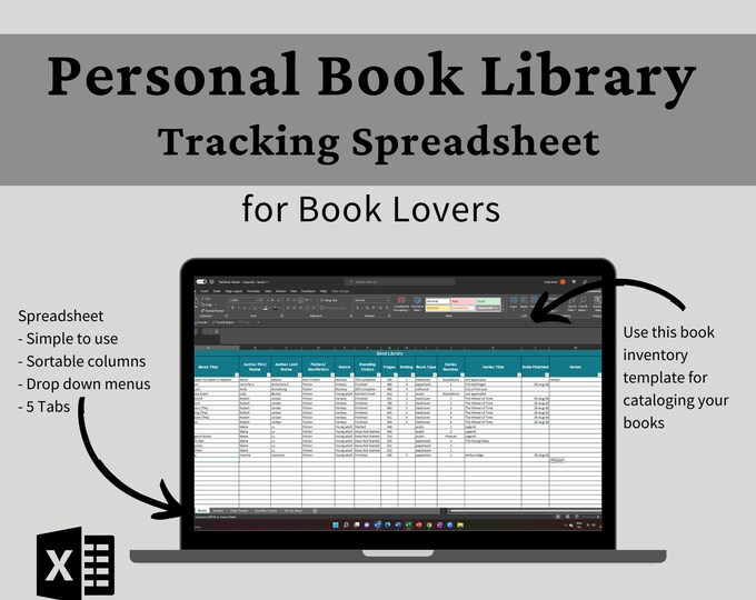 Excel Book Library Template, Reading Log Tracker Excel Spreadsheet ...