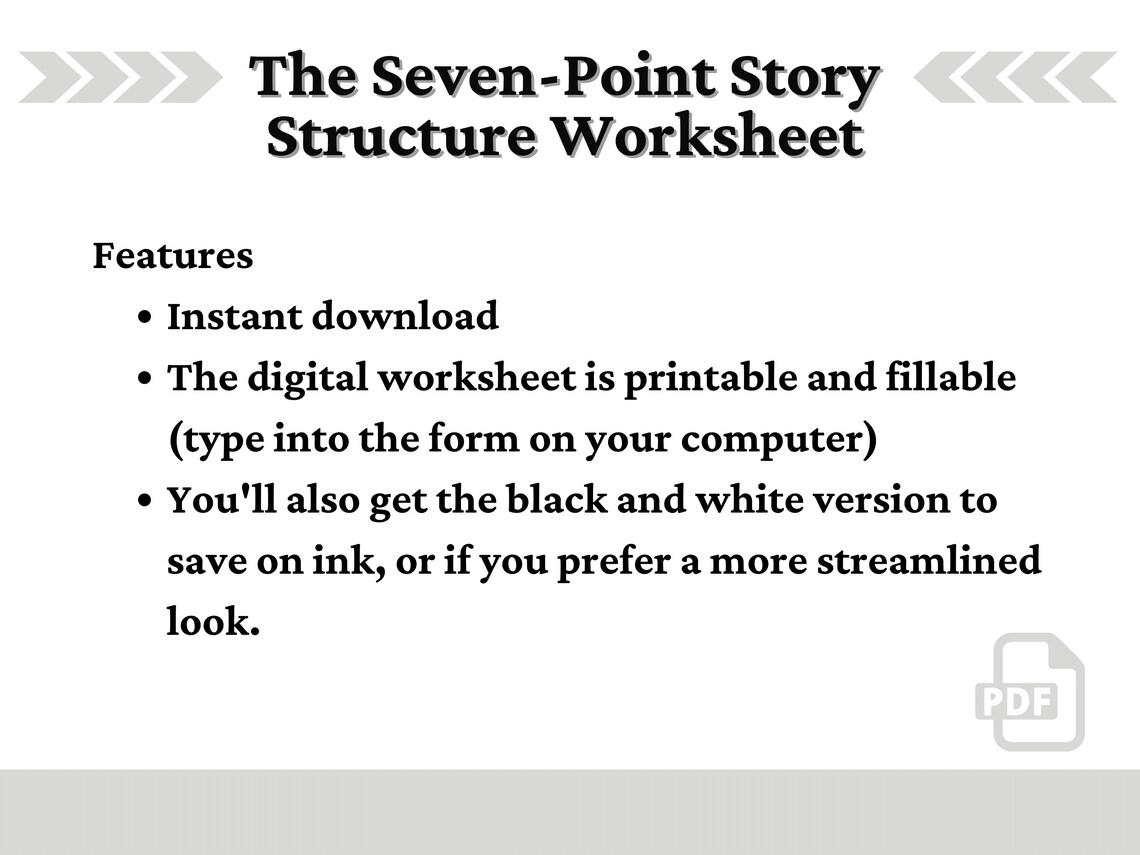 The Seven-point Story Structure Worksheet Printable Writing - Etsy