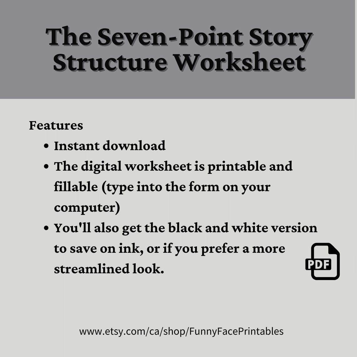 The Seven-point Story Structure Worksheet, Printable Writing Worksheet ...