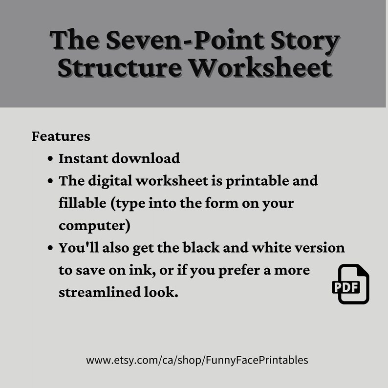 The Seven-point Story Structure Worksheet, Printable Writing Worksheet ...