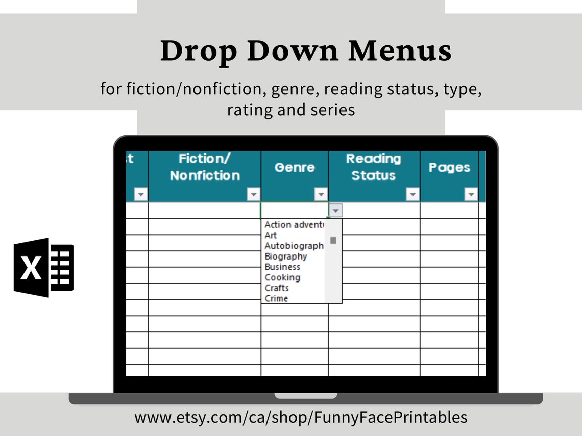Excel Book Library Template Reading Log Tracker Excel - Etsy Canada